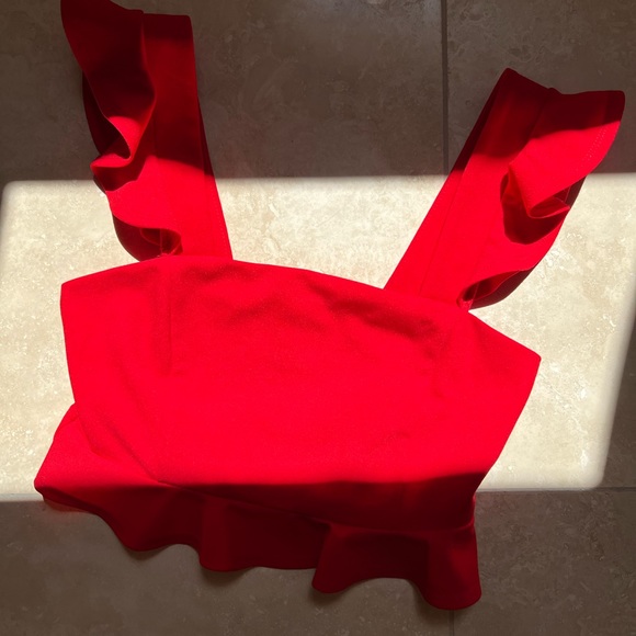 Forever 21 | Tops | Ruffled Red Crop Top | Poshmark